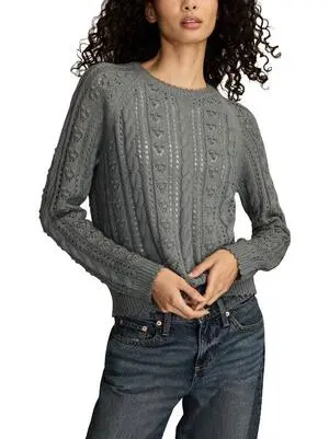 Lucky Brand Pointelle Crewneck Sweater Trooper