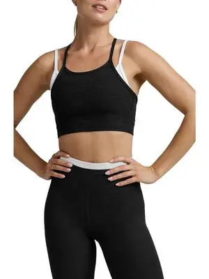 Beyond Yoga Space Dye Long Layered Bra Darkest Night