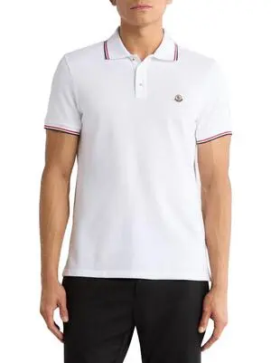 Moncler Tipped Cotton Piqué Polo - White