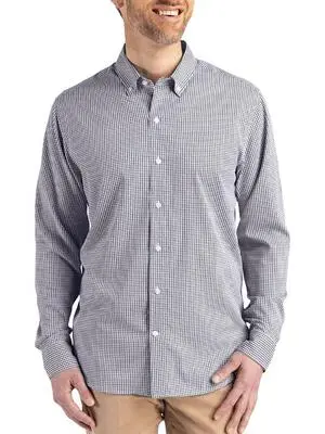 Cutter & Buck Skyline Epic Confidence Check Stretch Button-down Shirt Black/white