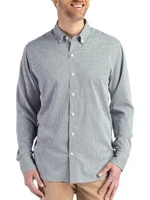 Cutter & Buck Skyline Epic Confidence Check Stretch Button-down Shirt Hunter/white