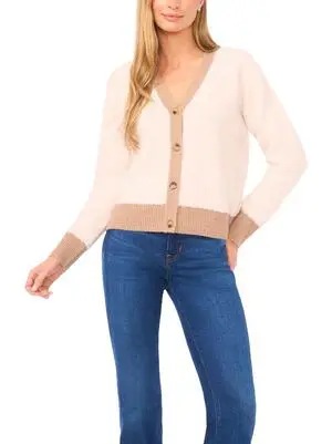 Halogen Colorblock Loop Stitch Cardigan - Cloud Cream