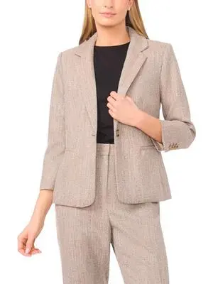 Halogen Shrunken Herringbone Blazer - Taupe Bisque