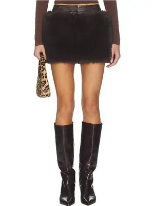 LAMARQUE Carrie Faux Fur Skort - Dark Brown