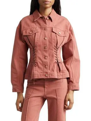 Ulla Johnson Naomi Denim Trucker Jacket - Garden Rose