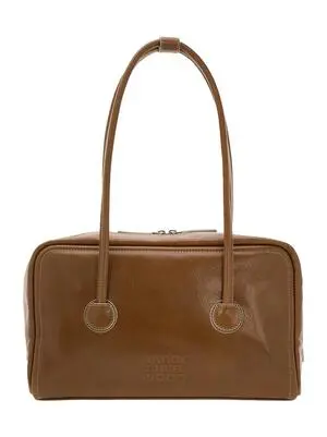 MARGESHERWOOD Boston Leather Shoulder Bag Brown Crinkle