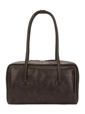 MARGESHERWOOD Boston Leather Shoulder Bag Washed Brown Pull-up