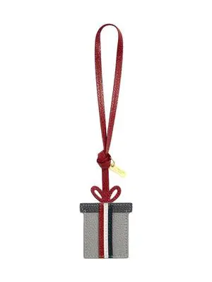 Thom Browne Leather Bag Charm - Light Grey