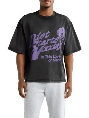 DIET STARTS MONDAY Cotton Graphic T-shirt - Vintage Black/purple