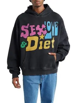 DIET STARTS MONDAY Printed Cotton Hoodie - Vintage Black