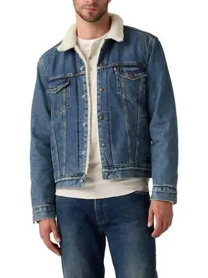 LEVI'S Type Iii Fleece Lined Denim Trucker Jacket - In The Morning Sherpa Trucker