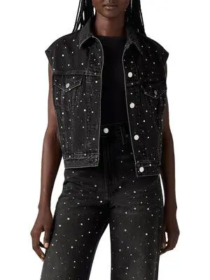 LEVI'S 90s Embellished Shrunken Denim Vest - Dazzle Me Smoke Vest