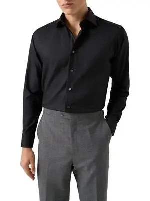 Eton Slim Fit Cotton Dobby Dress Shirt - Black