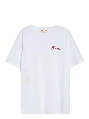 Marni Flocked Logo T-shirt - Low01 Lily White