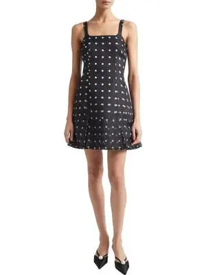 EMILIA WICKSTEAD Jueelee Layered Silk Organza Minidress - Black Polka Dot