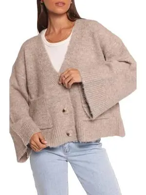 PETAL & PUP Bell Sleeve Cardigan - Mushroom