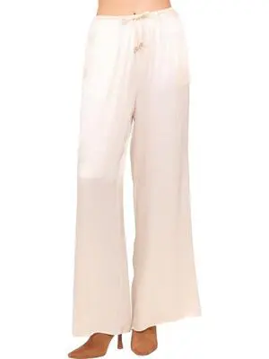 PETAL & PUP Valia Satin Wide Leg Pants - Cream