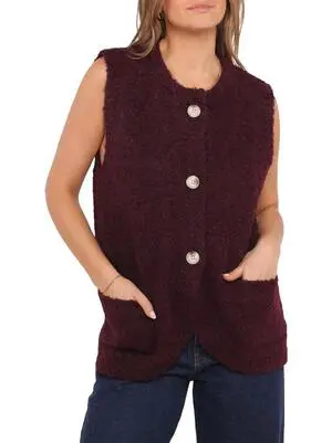 PETAL & PUP Button Detailed Sweater Vest - Wine