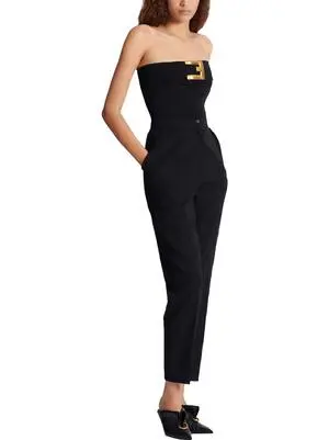 Balmain Crepe Bustier Bodysuit With Belt Detail - Black