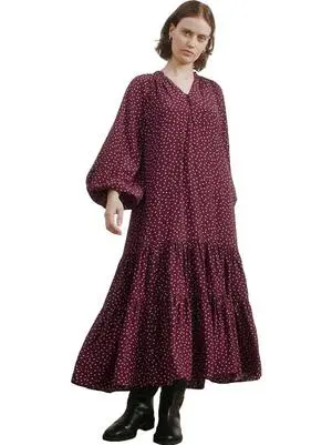 ALBARAY Spot Volume Maxi Dress - Burgundy