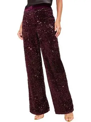 FRIENDS LIKE THESE Sequin Wide Leg Pants - Red