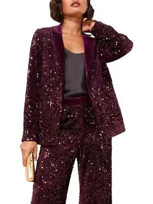 FRIENDS LIKE THESE Sequin Blazer - Berry