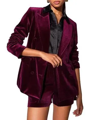 LIPSY Shimmer Velvet Double-breasted Blazer - Berry Red