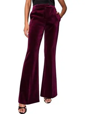 LIPSY Velvet Flare Pants - Burgundy Red