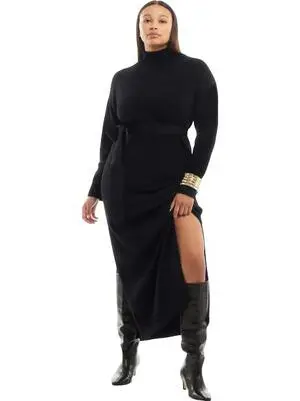 JUNE + VIE Turtleneck Sweater Dress - Black Onyx