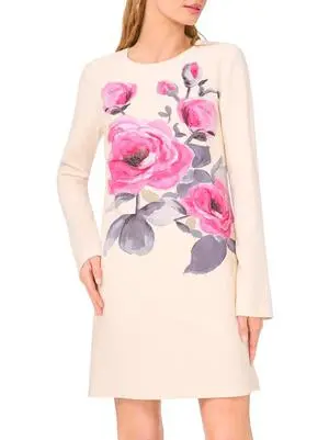 Ted Baker London Floral Print Long Sleeve Dress - Vanilla Ice