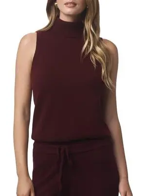 Splendid Sleeveless Turtleneck Cashmere Sweater - Rosewood