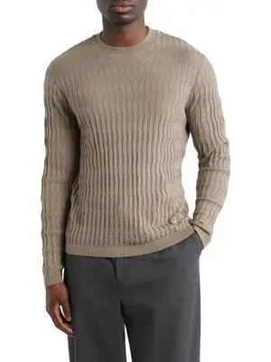 Emporio Armani Diamond Stitch Virgin Wool Crewneck Sweater - Tan
