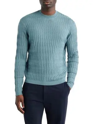 Emporio Armani Diamond Stitch Virgin Wool Crewneck Sweater - Teal