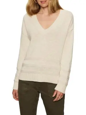Sanctuary V-neck Cotton Sweater - Chalk White