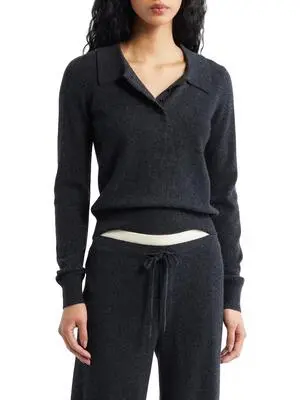 ARTLESS FOREVER Tove Wool & Cashmere Polo Sweater Charcoal
