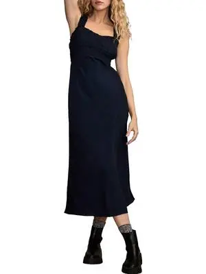 Lucky Brand Ruched Bodice Dress - Navy