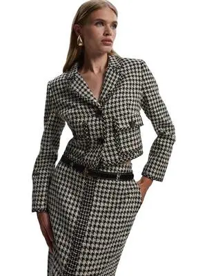 Karen Millen Double Button Tweed Cropped Jacket - Multi