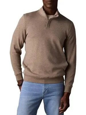 THE NORMAL BRAND Puremeso Fleece Quarter-zip Sweater - Dark Taupe