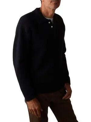 THE NORMAL BRAND Homebound Polo Sweater Navy