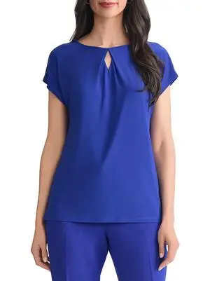 KASPER Cap-Sleeve Keyhole Blouse