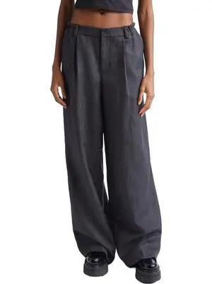 Alexander Wang Tailored Wool Flannel Wide Leg Pants - Black/charcoal