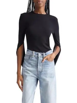 Alexander Wang Drape Sleeve Knit Top - Black