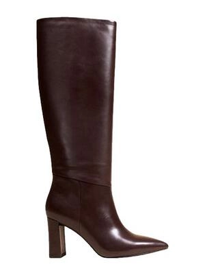 MI/MAI Tracey Wide Heel Long Boots Chocolate