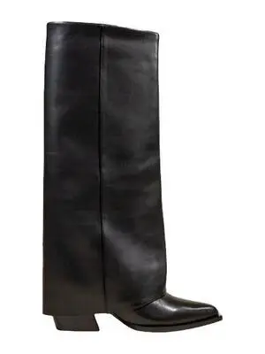 MI/MAI Joan Calf Leather Cuff Boots - Black