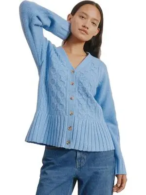 ALBARAY Cable Peplum Cardigan