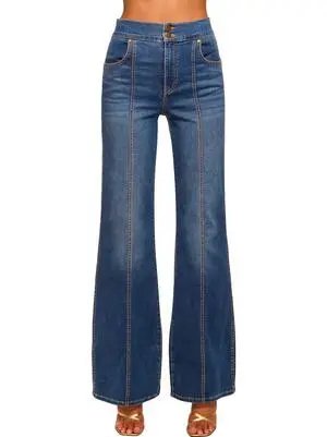Ramy Brook Tina Seamed High-waist Wide-leg Jeans - Medium Wash