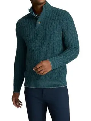 UNTUCKIT Cable Knit Half Button Pullover - Green