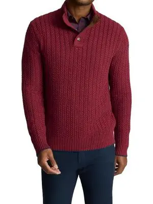 UNTUCKIT Cable Knit Half Button Pullover - Red