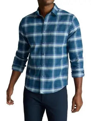 UNTUCKIT Barker Shadow Check Performance Flannel Button-up Shirt - Navy