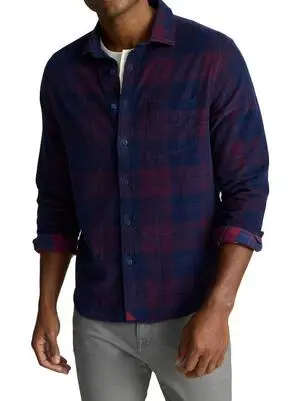 UNTUCKIT Jaeger Plaid Cotton Corduroy Button-up Shirt - Navy